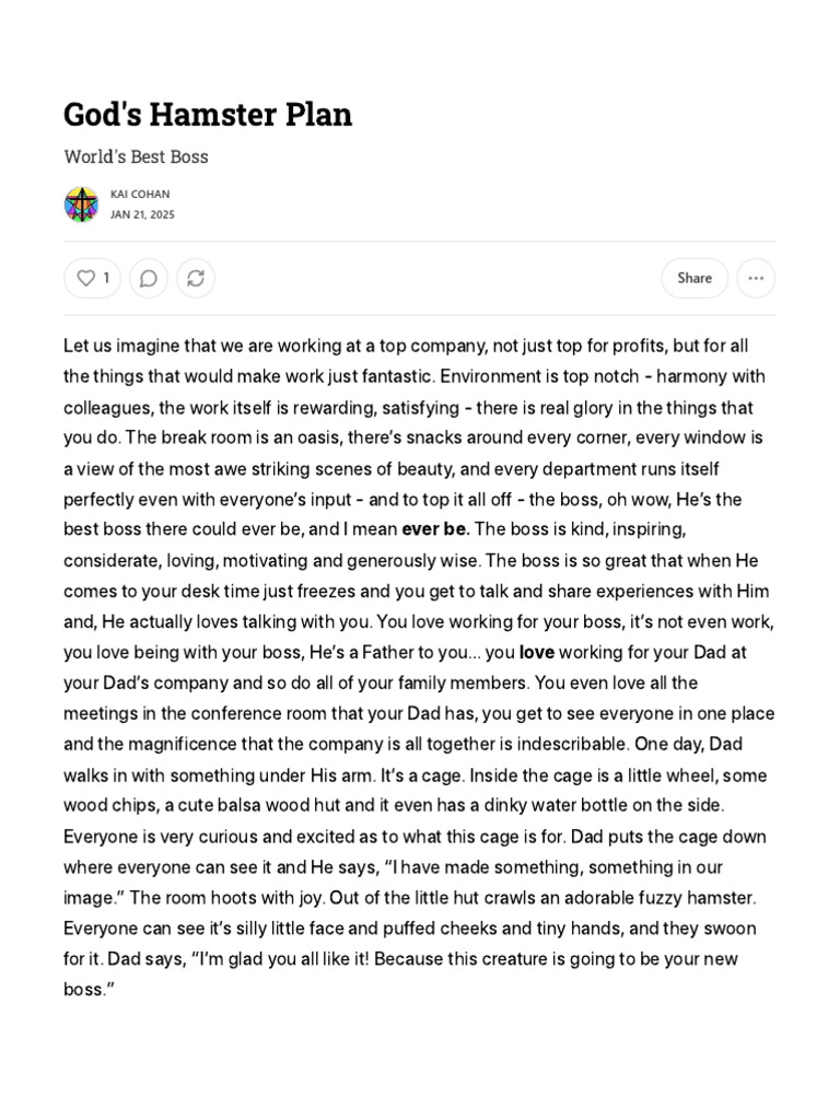 God's Hamster Plan - by Kai Cohan (The Post Pagan) | PDF