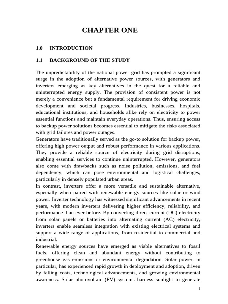 CHAPTER ONE | PDF | Power Inverter | Photovoltaic System
