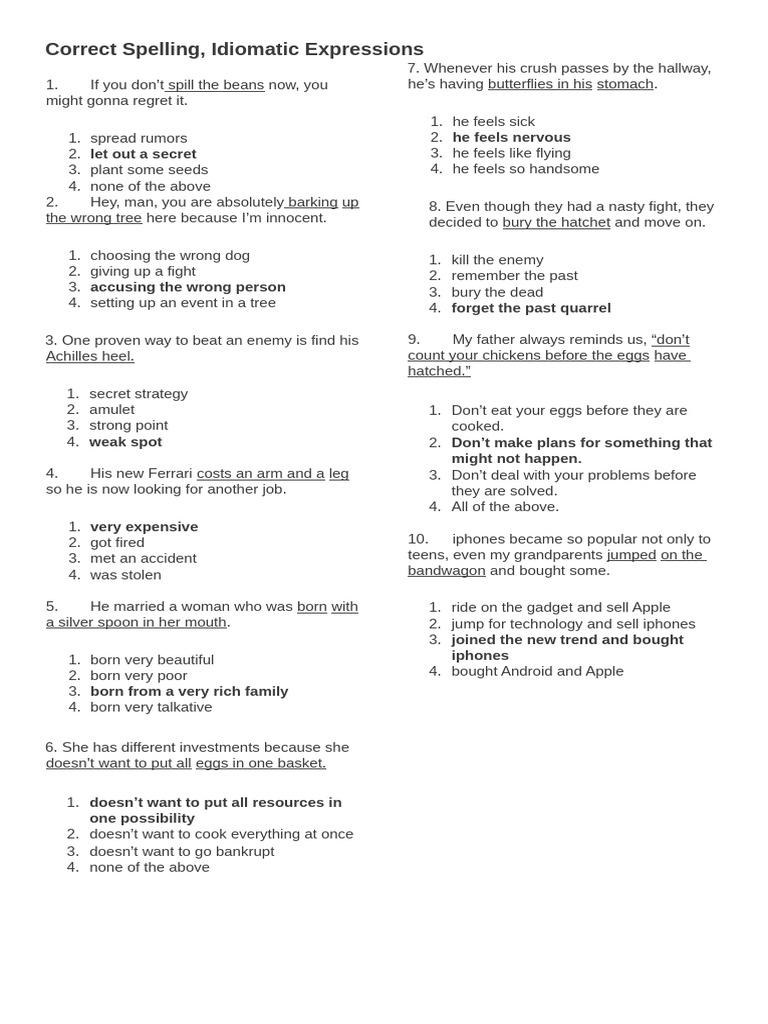 Correct Spelling With Answers | PDF