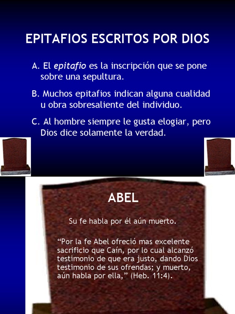 Epitafios Bíblicos: Lecciones de Vida | PDF | Noé | Fe