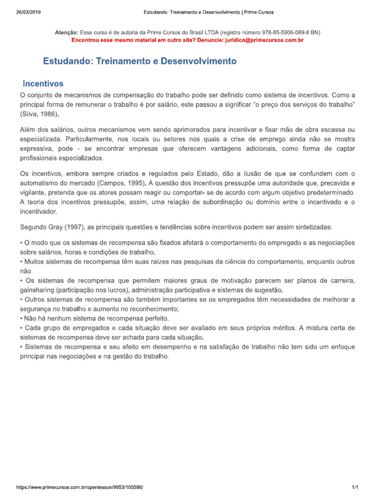 12 Aula - Incentivos | PDF