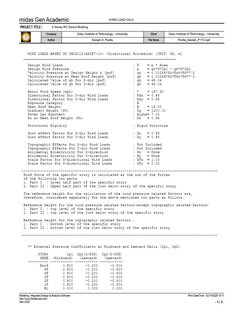 Wind Load Cal. Sheet | PDF | Windward And Leeward | Wound