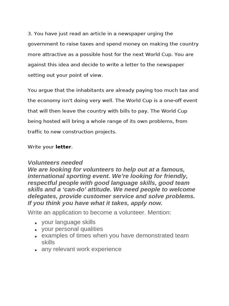 Writing Task. Letter C1 | PDF