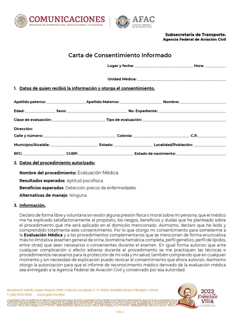 Carta Consentimiento Informado 11052023 | PDF | Consentimiento informado