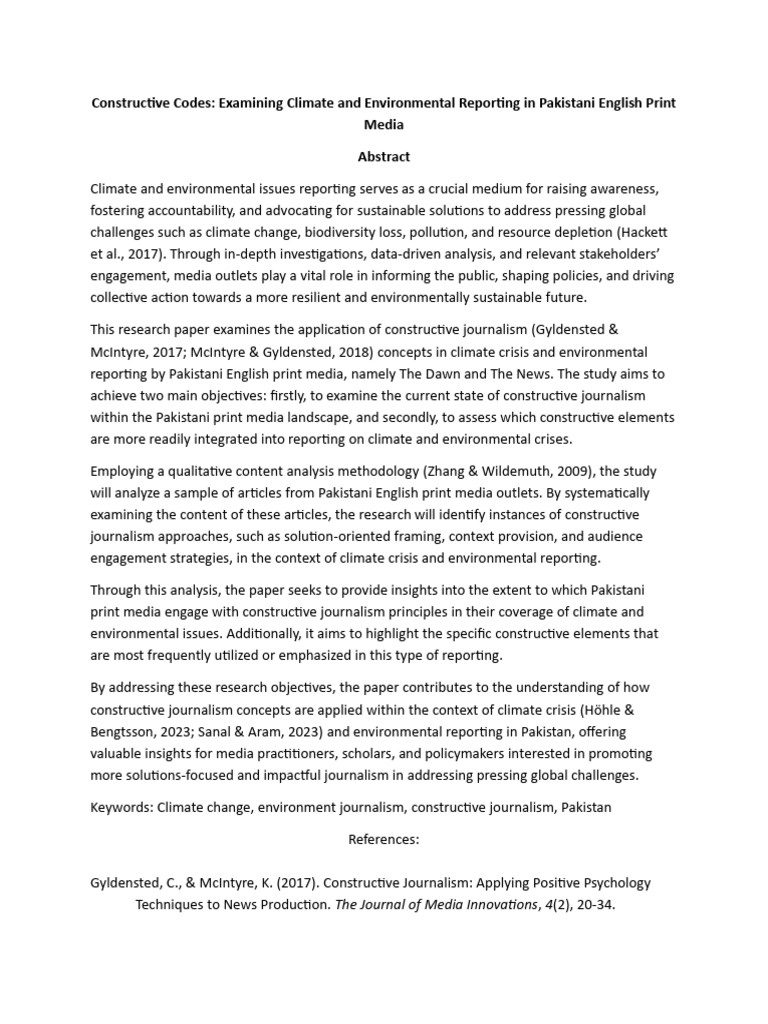 Abstract for conference (1) | PDF | Sustainability | Mass Media