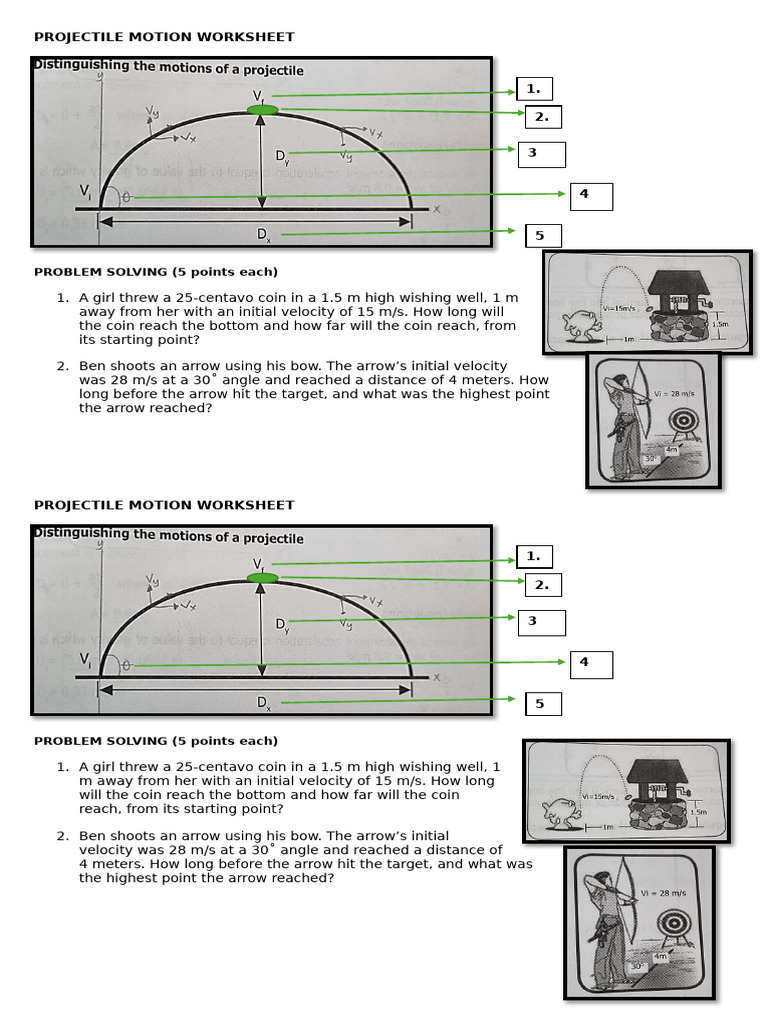 Projectile Motion Worksheet | PDF
