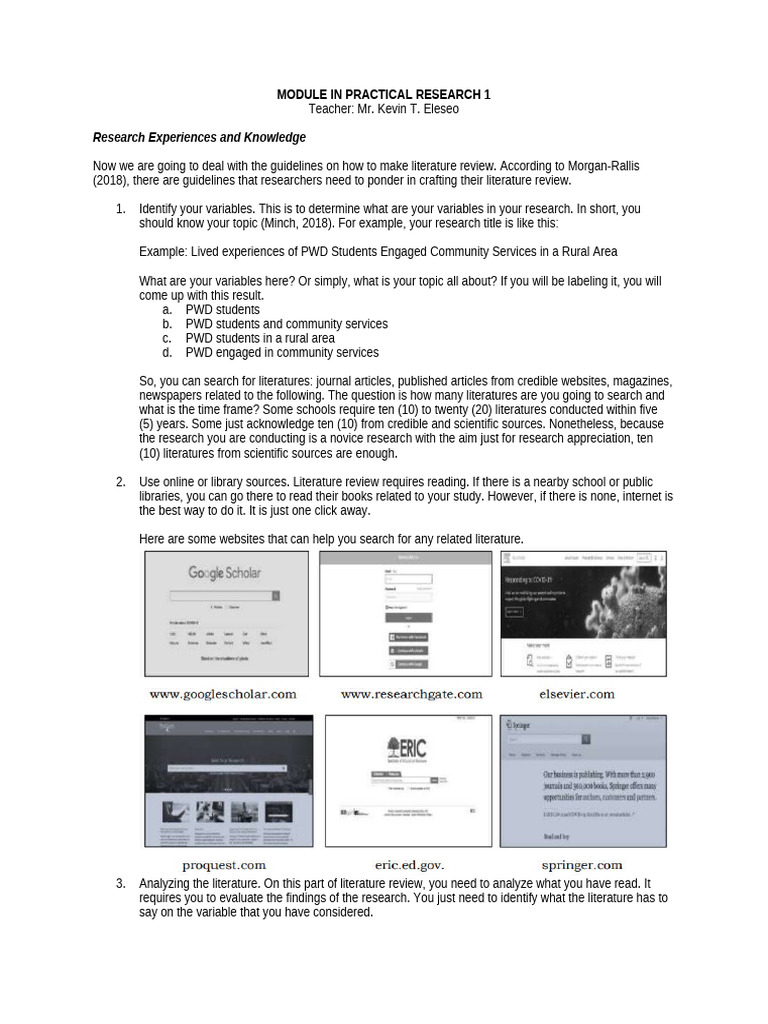 PR1 MODULE - Literature Review | PDF | Reading Comprehension | Literacy