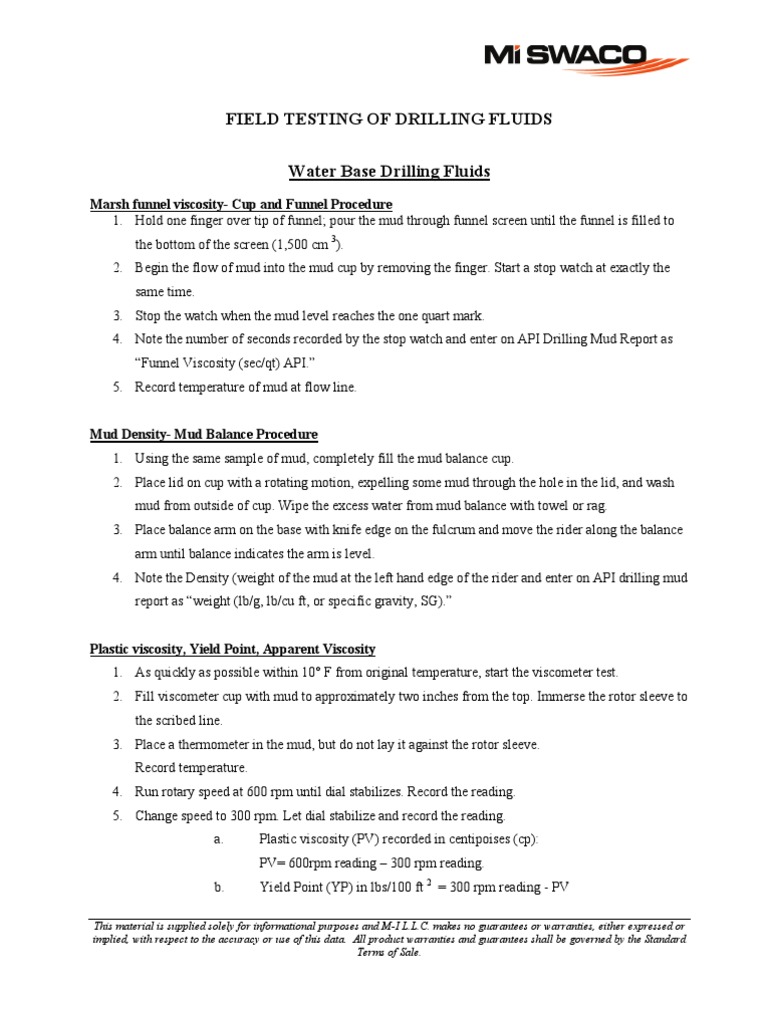 Fluids Field Testing Procedures | PDF | Titration | Chemistry