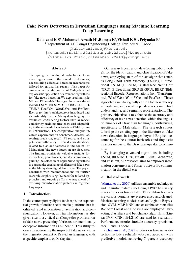 61 Fake News Detection in Dravidi | PDF | Machine Learning | Support ...