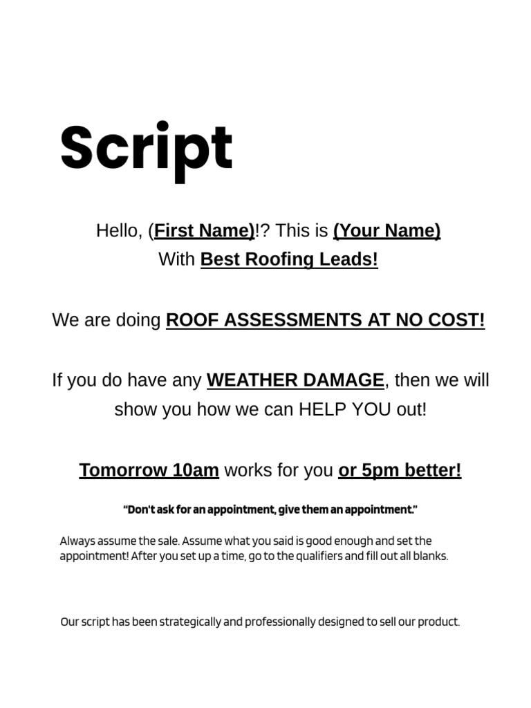 Best Roofing Leads Script | PDF
