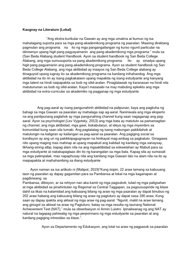 Halimbawa Kaugnay Na LIteratura | PDF