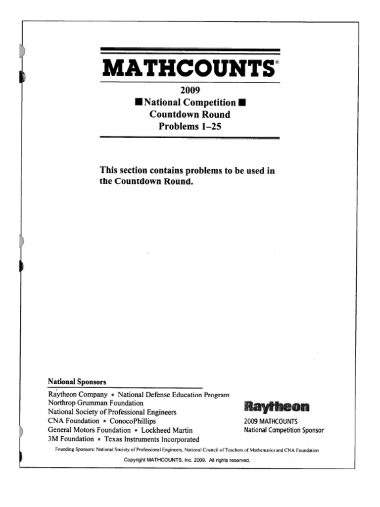 2009 National Countdown | PDF | Circle | Area