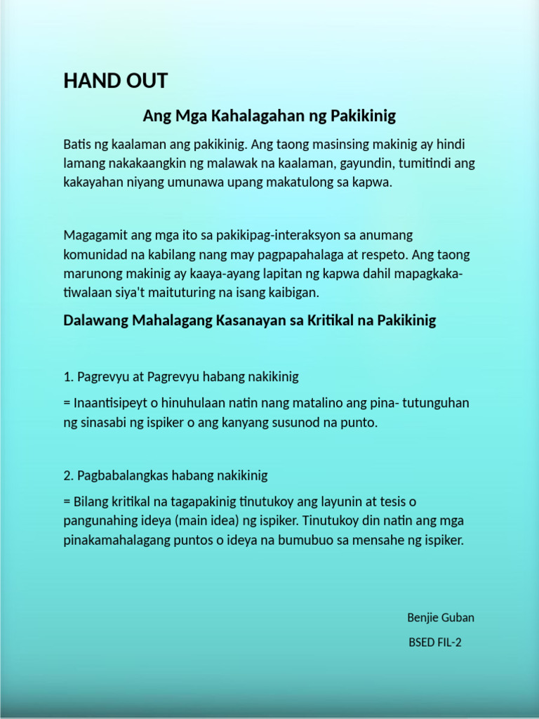 Hand Out-1 | PDF