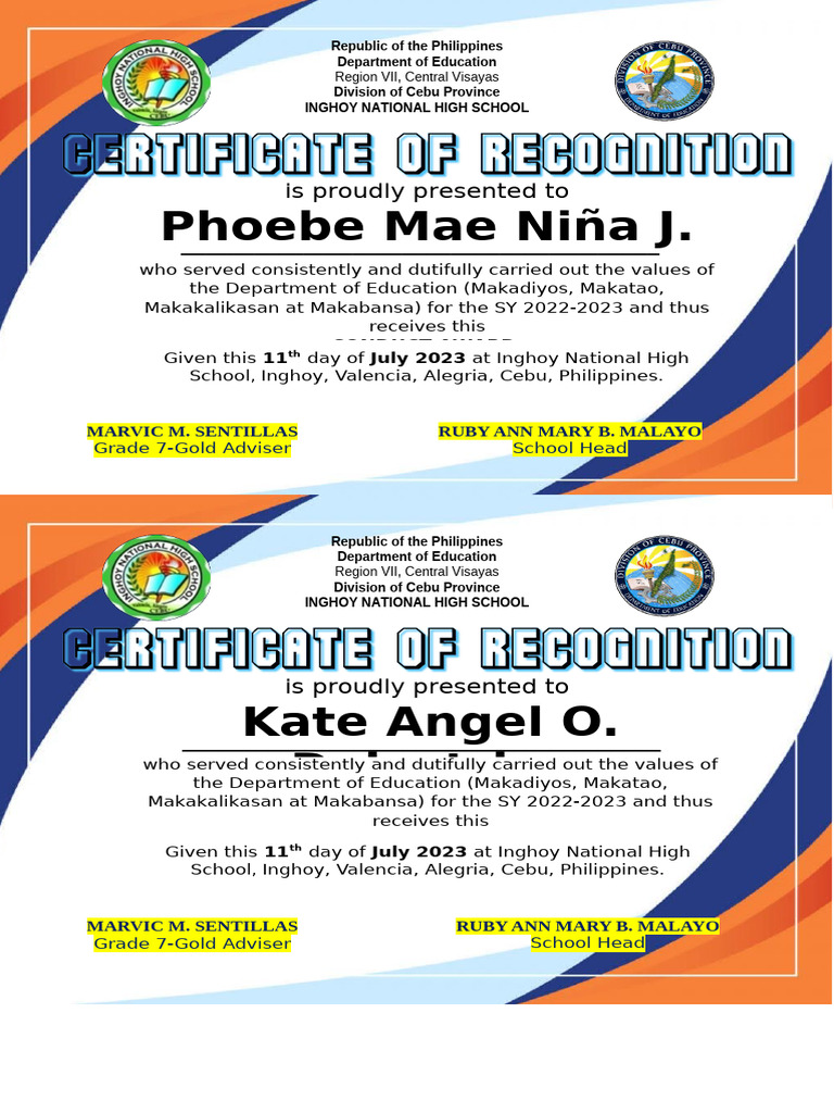 Conduct Award Certificate Format | PDF