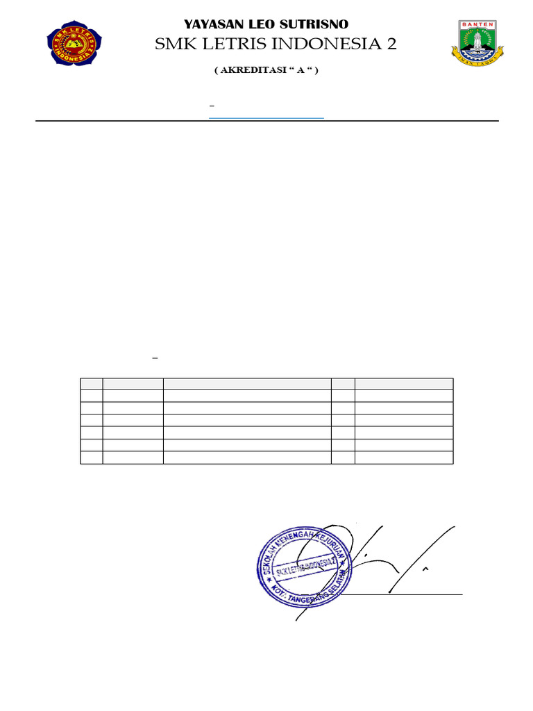Permohonan Prakerin SMK Letris 2 | PDF