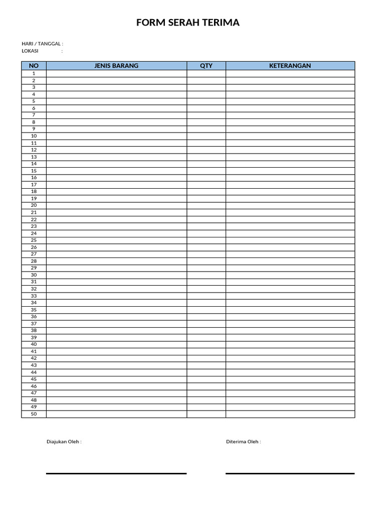 Form Serah Terima PK | PDF
