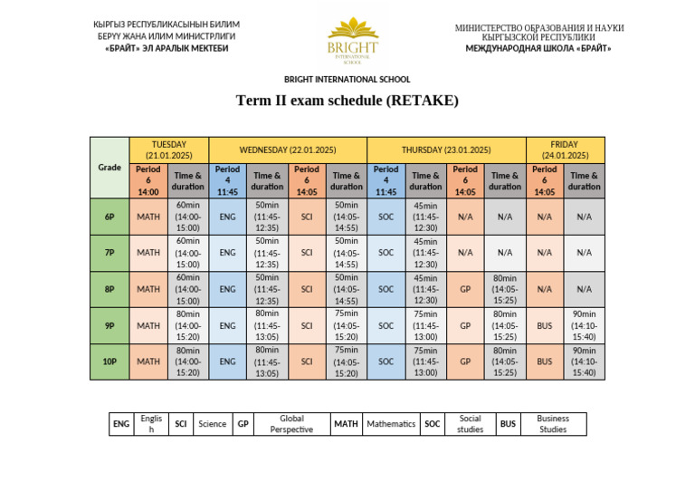 Term II exam schedule (RETAKE) | PDF