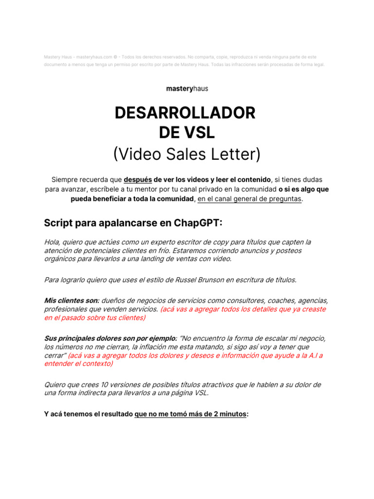 MB - Desarrollador de VSL | PDF