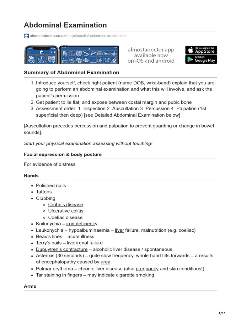 Abdominal Examination Guide for Clinicians | PDF | Gallbladder ...