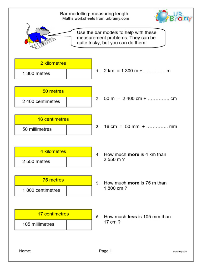 Length Bar Modelling Worksheets | PDF | Length | Kilometre