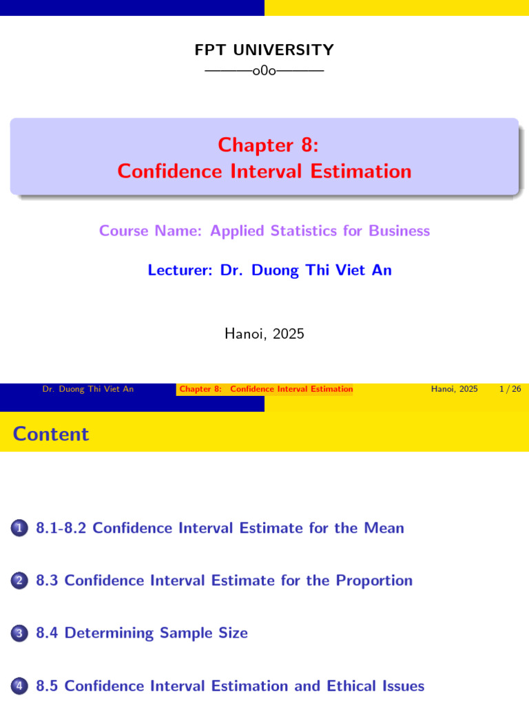 677cc494589faa9aee6cfb8a_Chapter8_ConfidenceInterval | PDF | Estimator | Confidence Interval
