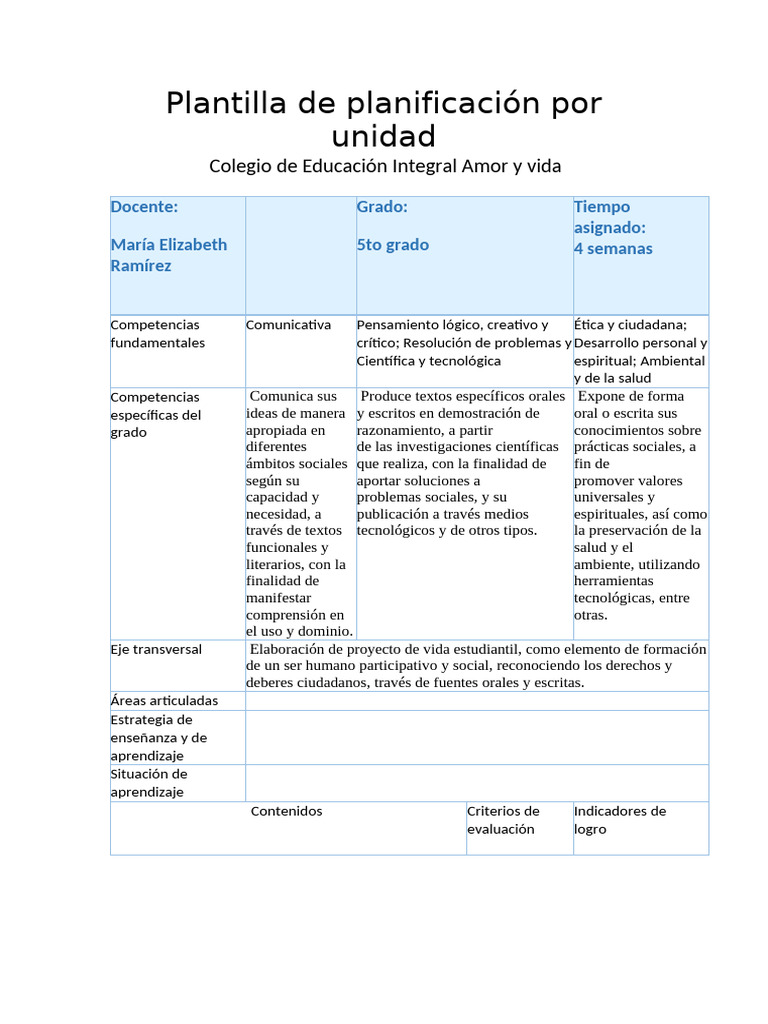 Plantilla_de_planificación_por_unidad_primaria[3] | PDF | Evaluación | Cognición