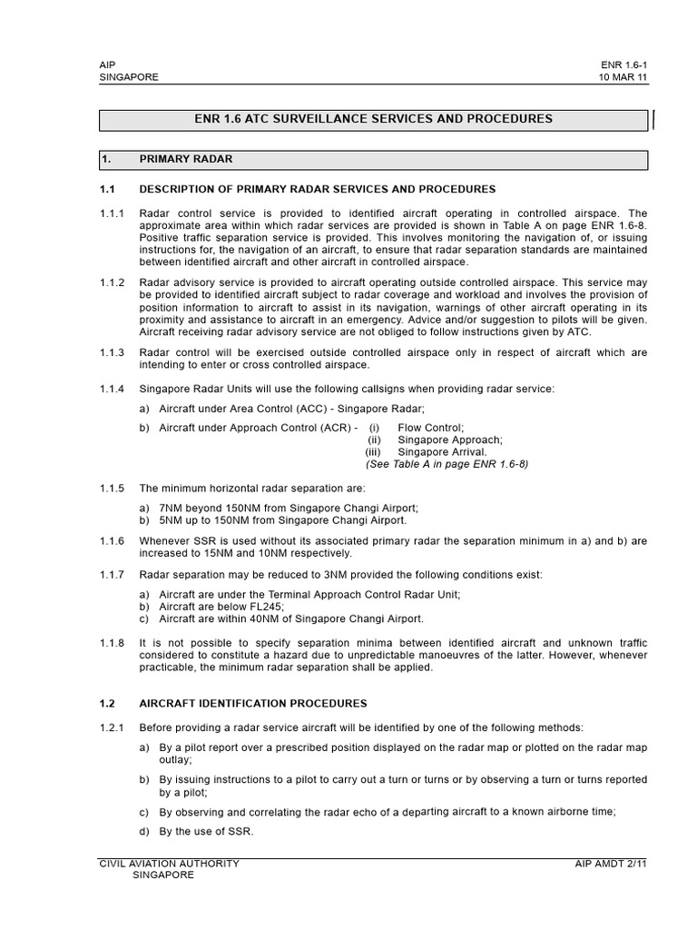 Caas Aip Surveillance Services and Procedures | PDF | Air Traffic ...