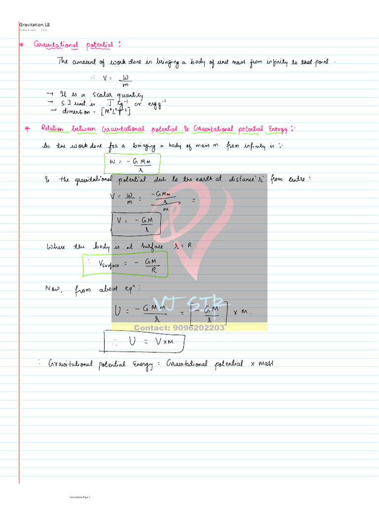 Gravitation L8 | PDF