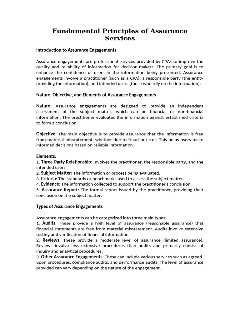 Assurance Engagements Overview | PDF | Audit | Accounting