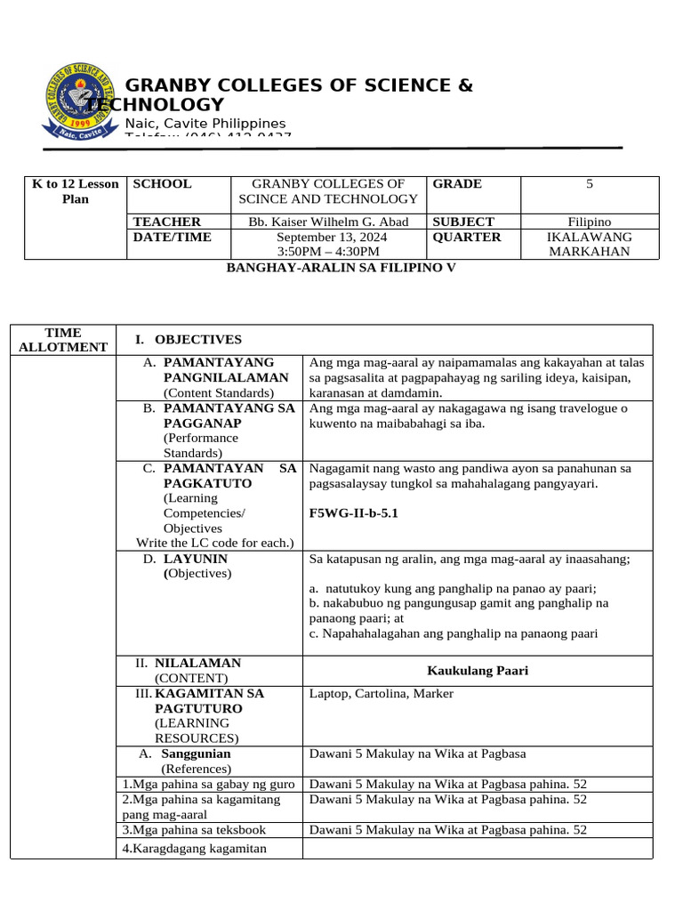 Lesson Plan 7 | PDF
