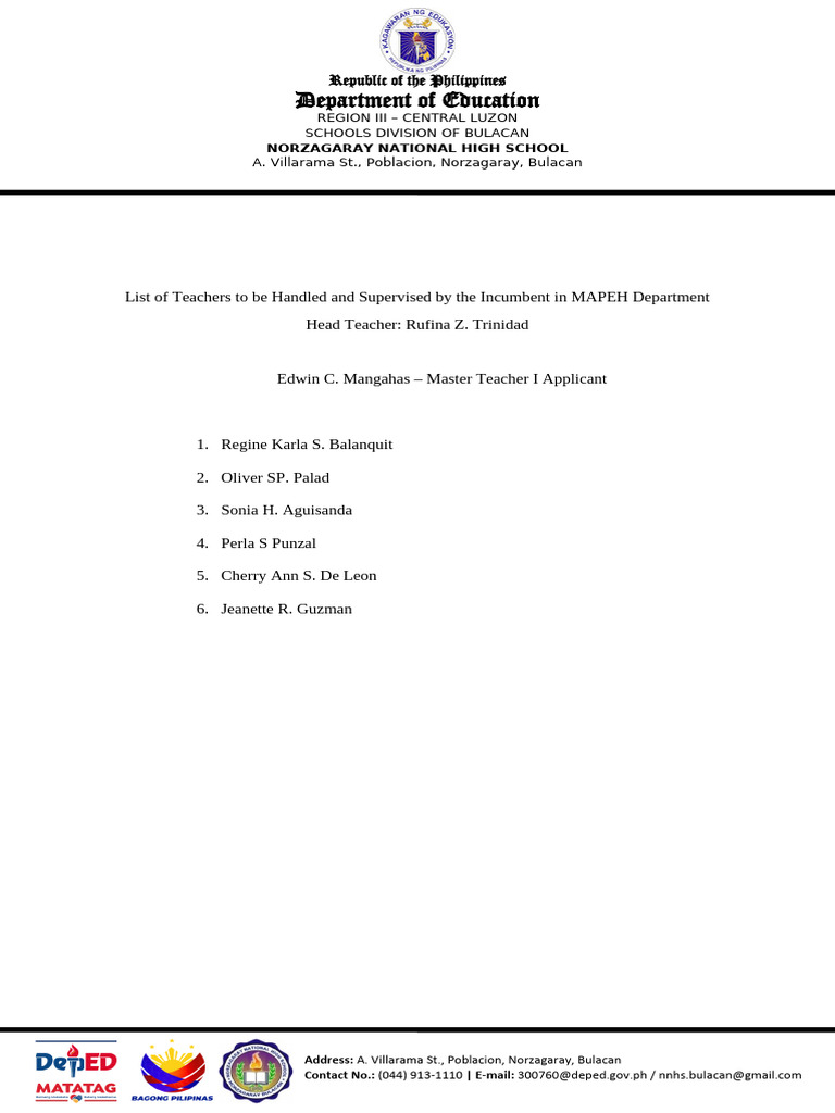 ACR Template for DepEd Teachers | PDF