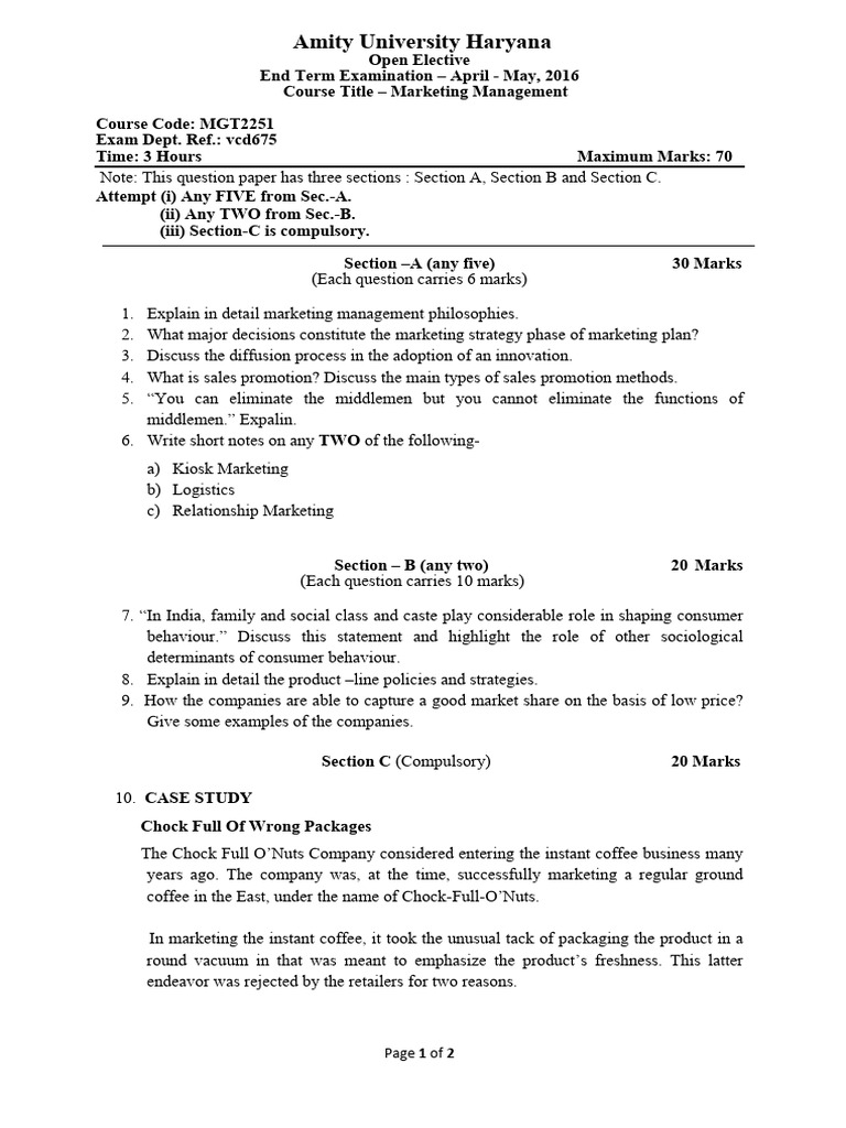 OE - Marketing Management - Out | PDF | Marketing