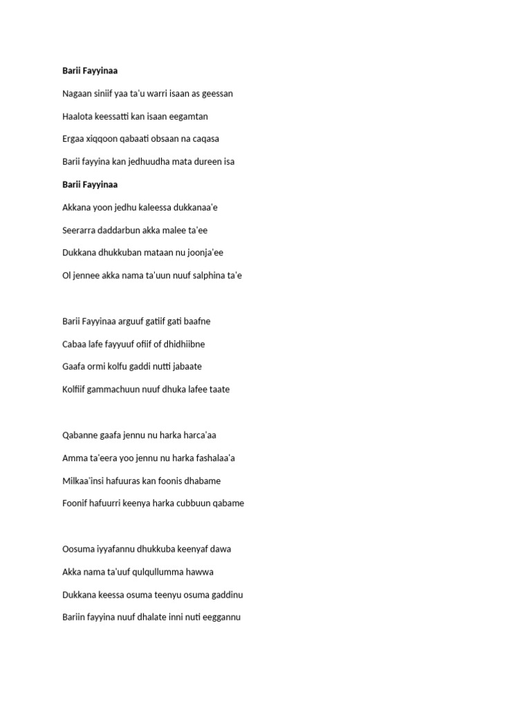 Barii Fayyinaa | PDF