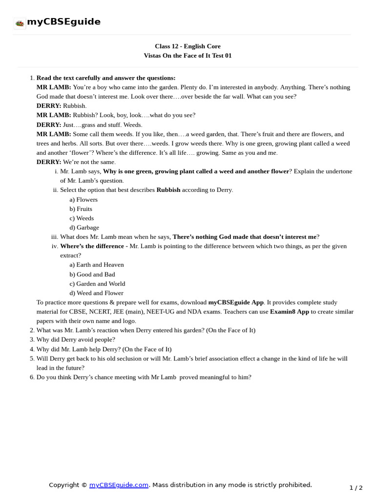 Worksheet On The Face of It Eng Core HD | PDF