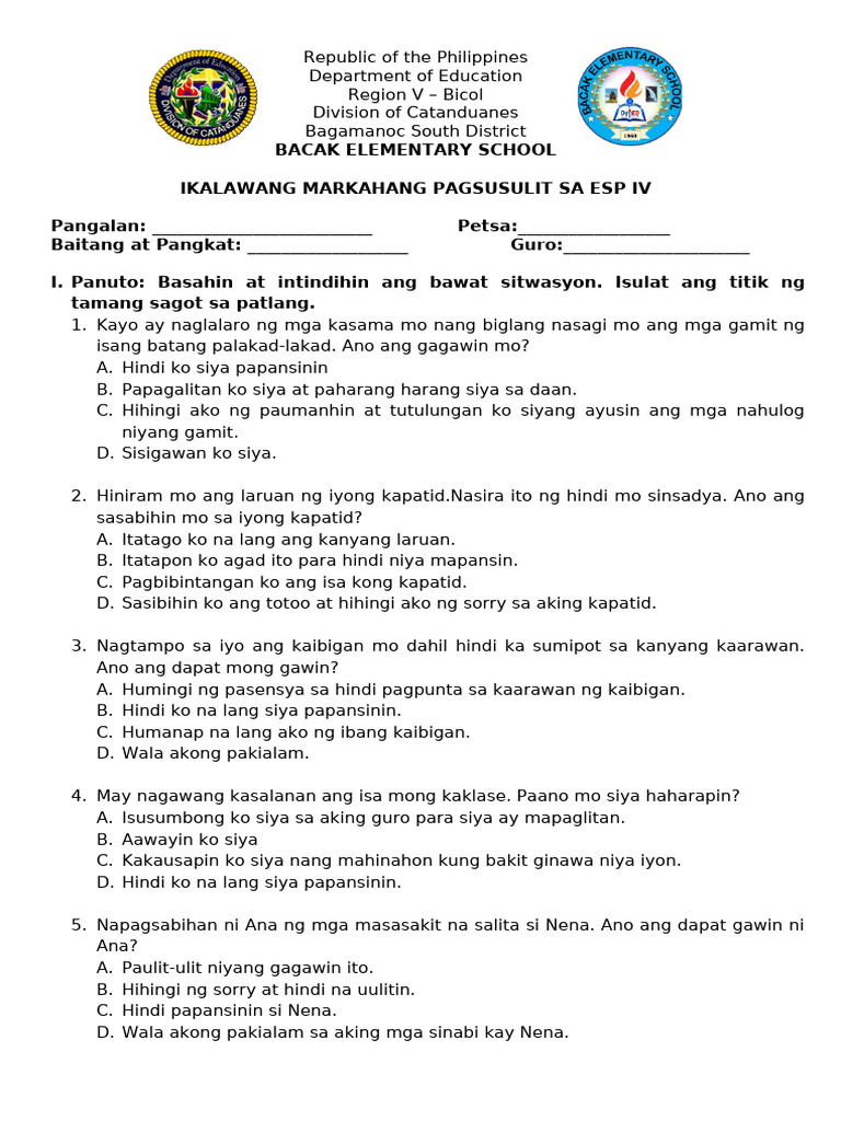 2ND PT IN ESP 4 | PDF