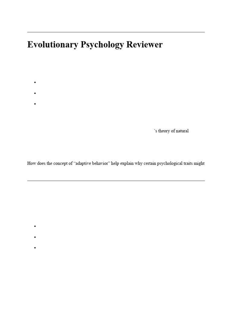 Evolutionary Psychology Reviewer | PDF | Natural Selection | Evolution