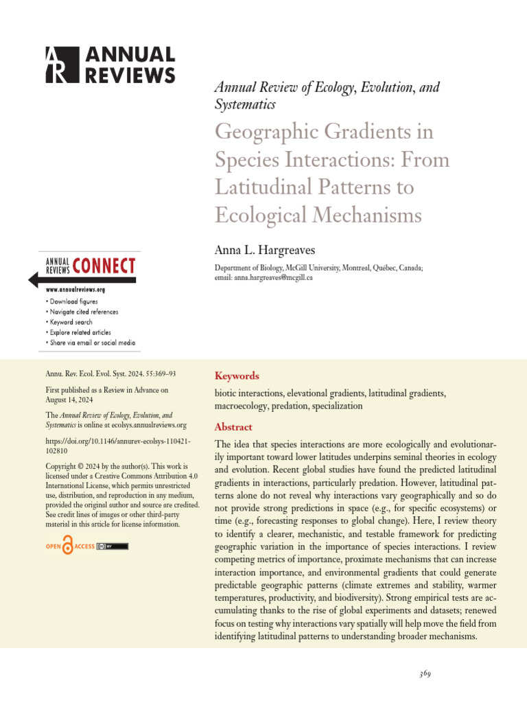 Geographic Gradients in Species Interactions: From Latitudinal Patterns ...