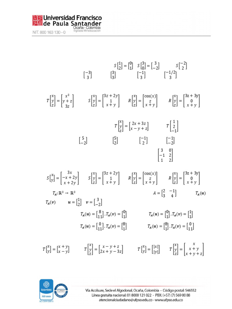 Taller 3 2024-2 | PDF | Valores propios y vectores propios | Mapa lineal