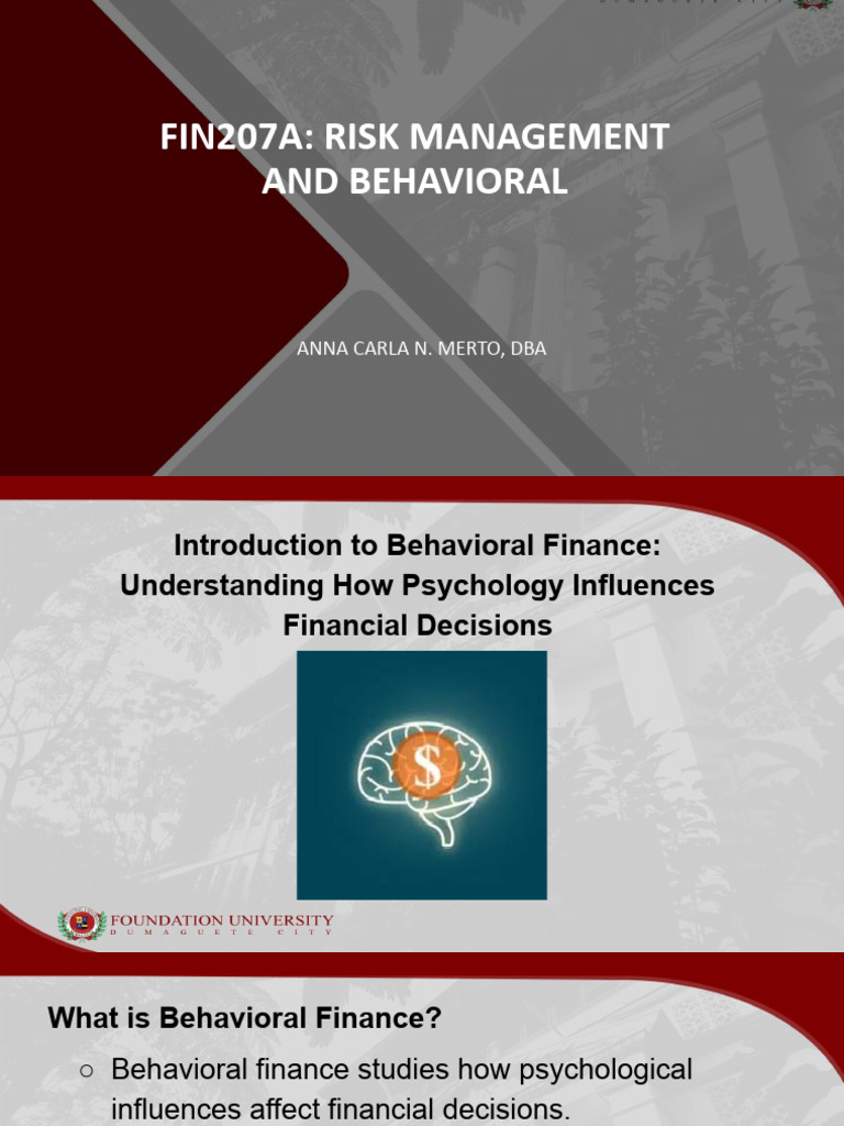 FIN207A - Behavioral Finance | PDF | Behavioral Economics | Economics