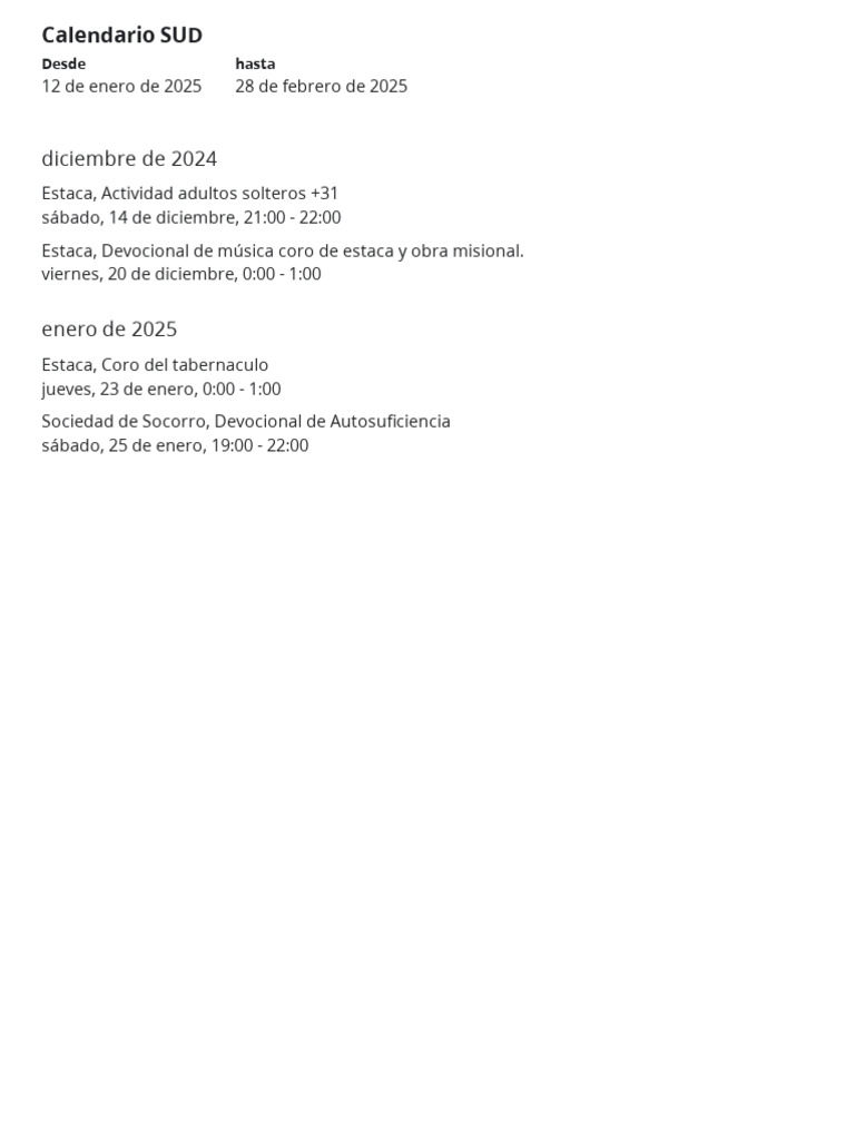 Calendario SUD | PDF
