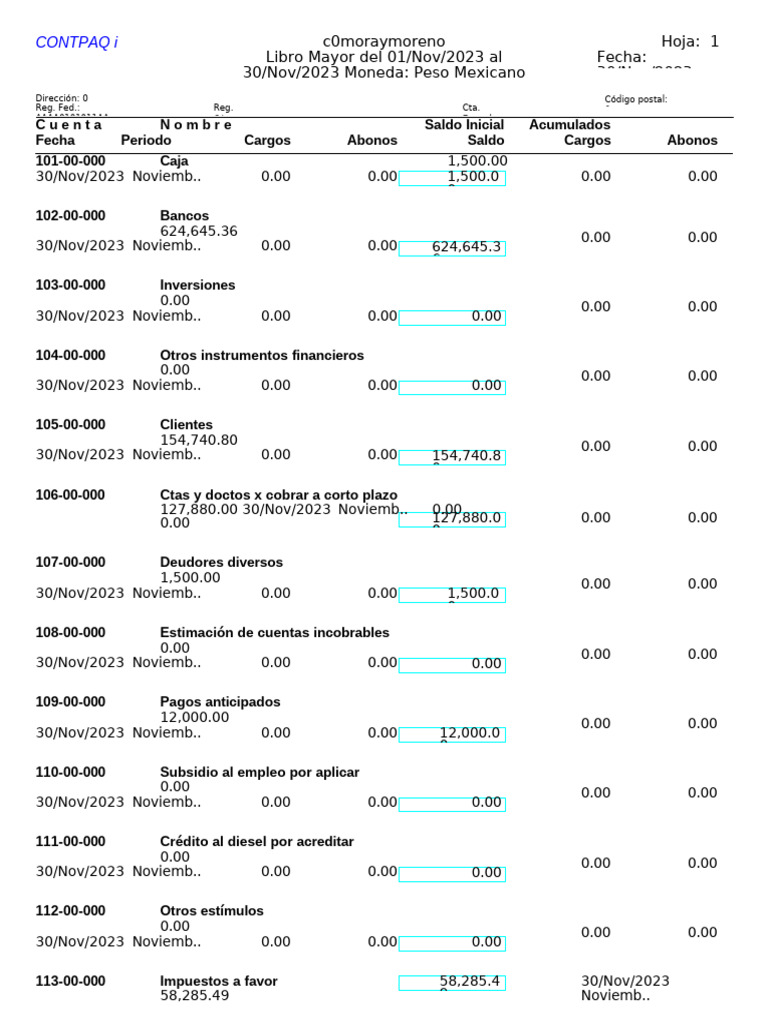 Libro Diario CONTPAQ i - Noviembre 2023 | PDF | Dinero | Economias