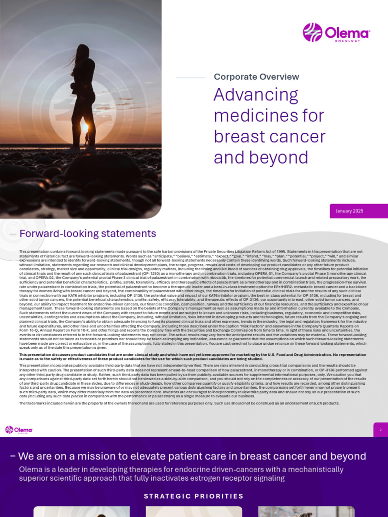 Olema Oncology - Corporate Presentation - January 2025 | PDF | Medicine ...