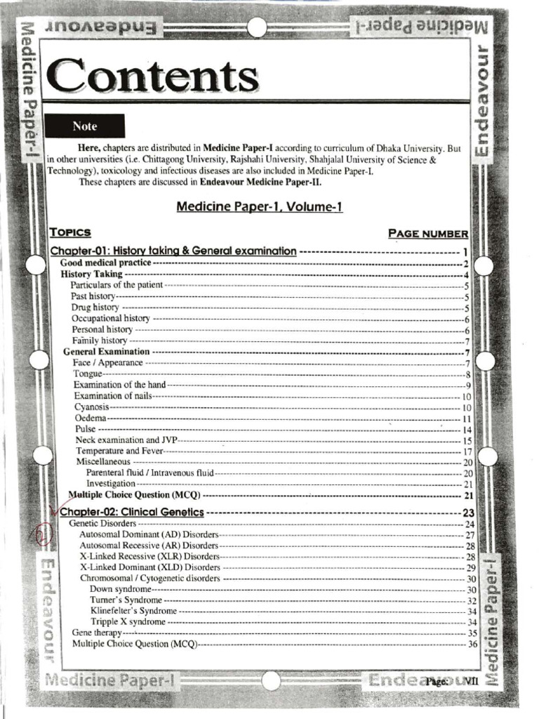 Endeavour Medicine Paper I, Volume I | PDF