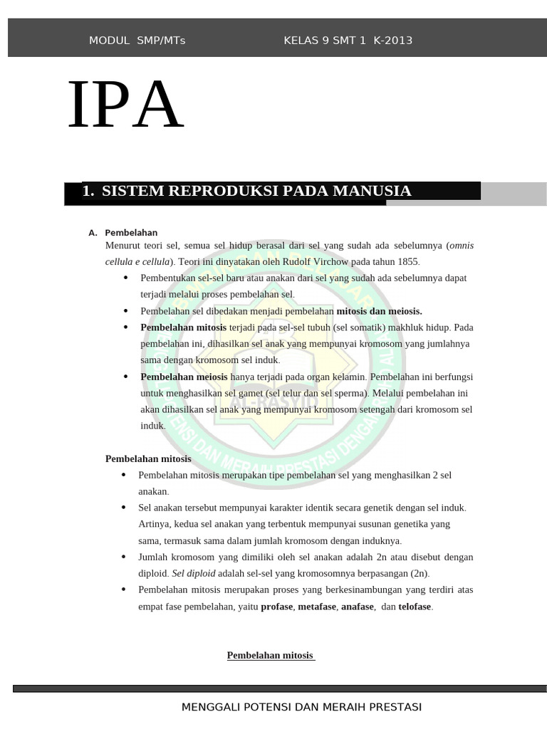 MODUL KELAS IX SMT 1 K 2013 | PDF