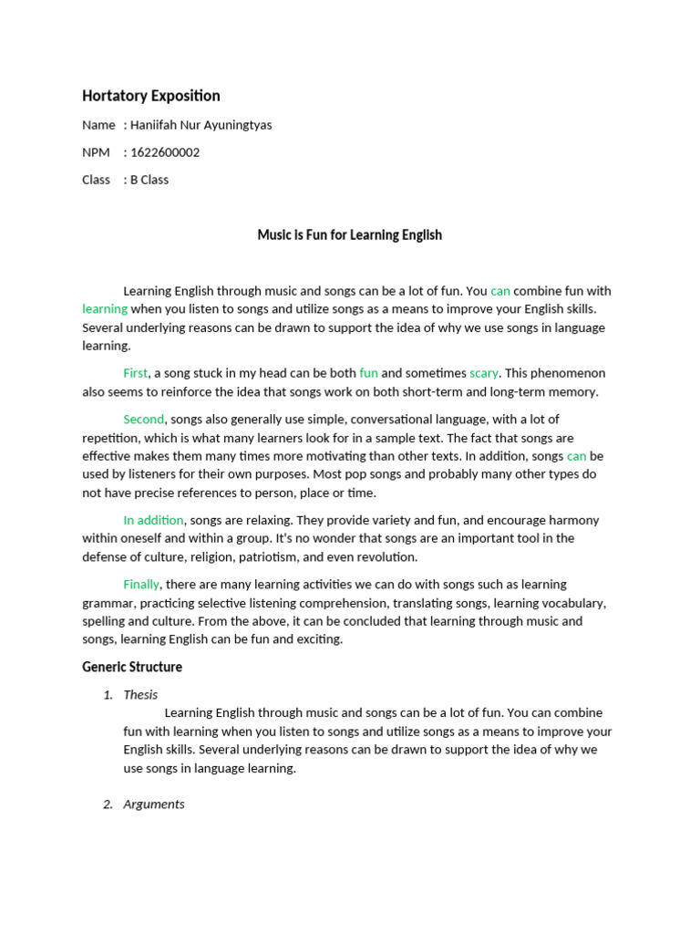 Hortatory Exposition GWB | PDF | English Language | Linguistics