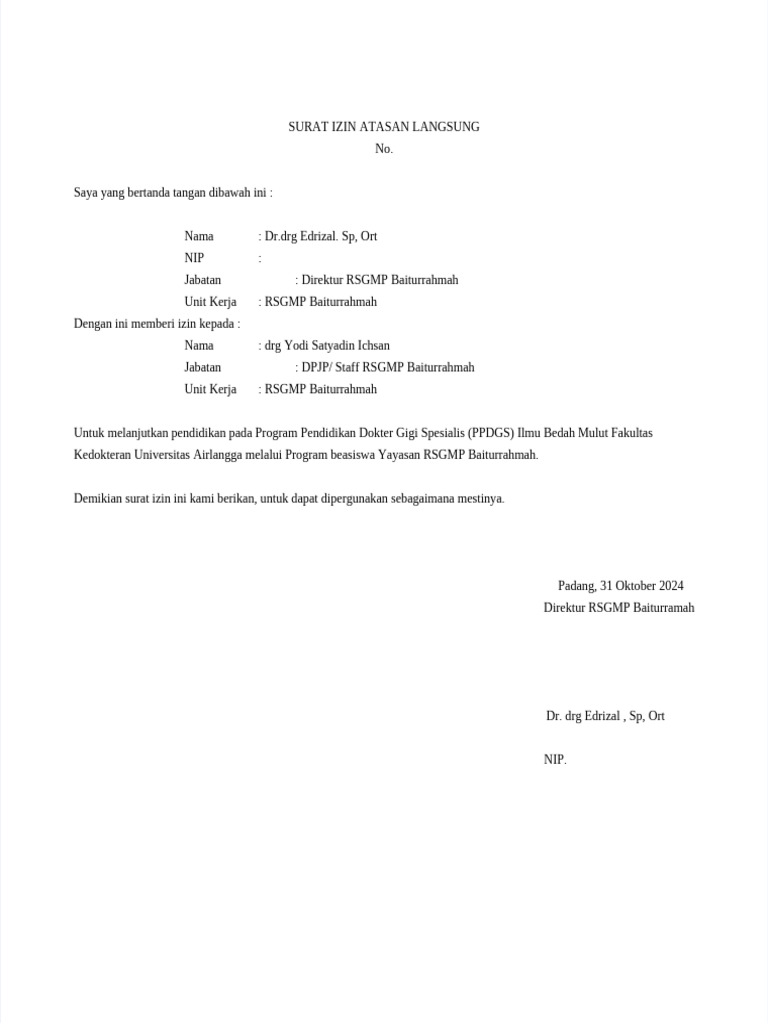 Surat Izin Atasan | PDF