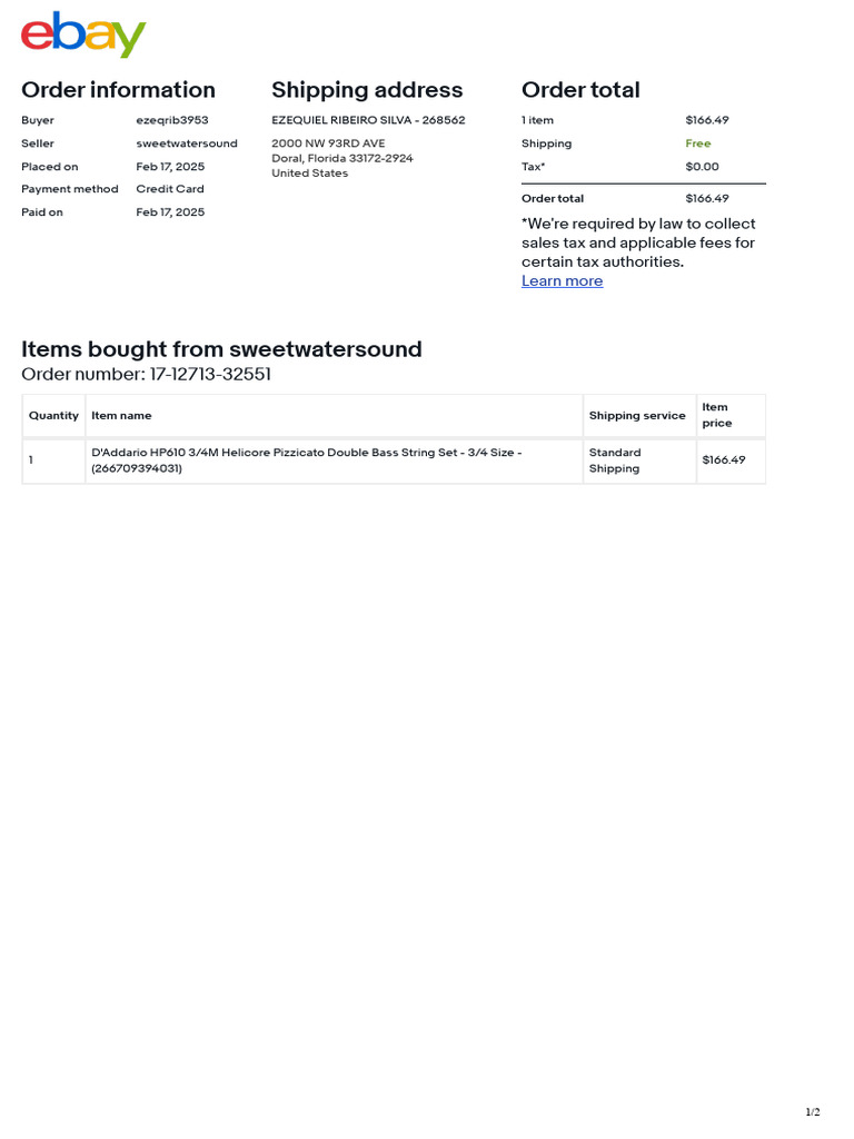 Order Details - EBay | PDF