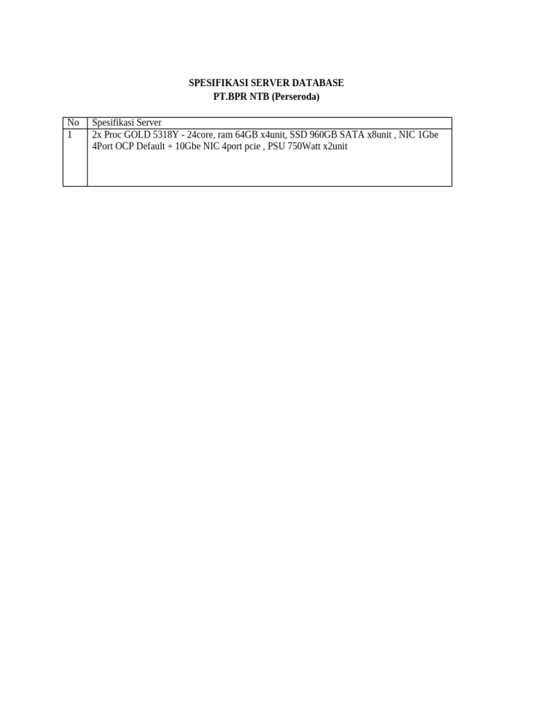 Spek Server Database Agust 2024 | PDF