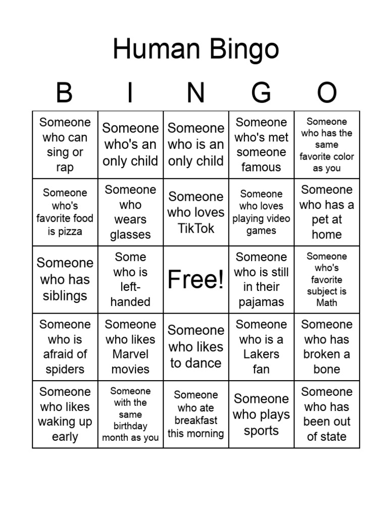 Fun Human Bingo Game Ideas | PDF