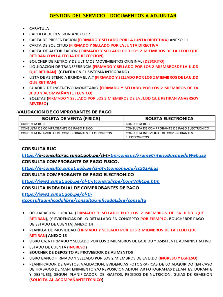 Documentos A Adjuntar en Las Justificaciones | PDF